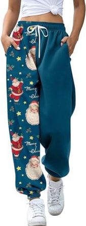 Generic Pantalon de Noël décontracté imprimé pour femme, pantalon long ample pour femme, pantalon de survêtement de Noël, leggings de Noël, pantalon de loisir