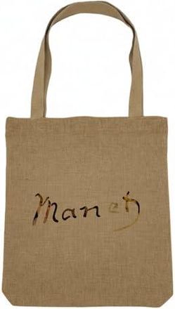 Fabulous Sac Shopping Tote Bag Aspect Lin - Manet Signature C&eacute;l&egrave;bre Peintre Artiste Realiste Impressionisme - Sac de Courses Toile Epaisse 360g Beige Naturel C