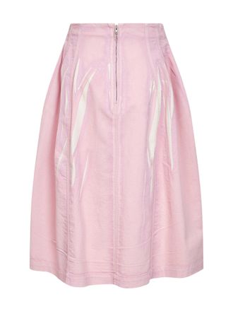 Marni Womens Flared Midi Skirt Pink Cotton