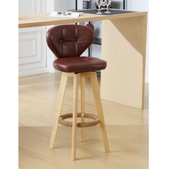 Generic 28 Drehbare Barhocker, 2er-Set - Barstühle aus Kunstleder in Thekenhöhe mit Rückenlehne, Beinen aus Massivholz und Fußstütze for Kücheninsel, Pub, Ess