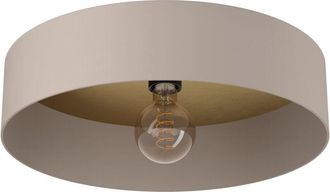 Eglo Deckenlampe Duaia, runde Deckenleuchte aus Metall in Taupe mit Wendedekor in Messing oder Holz-Optik im Inneren, b&uuml;ndige Textil Wohnzimmerlampe