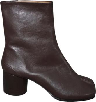 Maison Margiela Stiefel - Split-Toe Dark Brown Leather Mid-Calf Boots - Gr. 36 (EU) - in Braun - für Damen