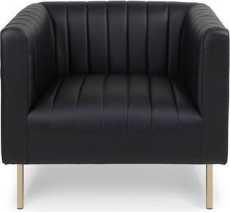 Menzzo Fauteuil Moderne à Coutures Verticales Sacramento Simili Noir