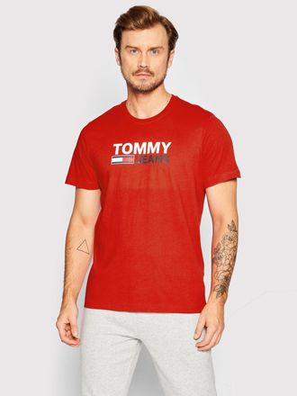Tommy Jeans T-Shirt Corp Logo DM0DM15379 Rot Regular Fit