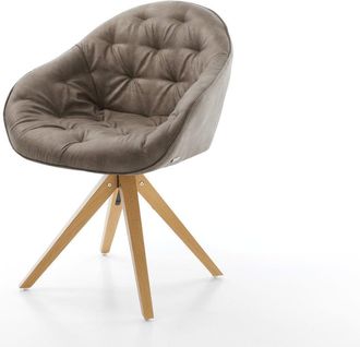 DELIFE Esszimmerstuhl Gaio-Flex Mikrofaser Taupe Vintage Holzgestell kantig Natur, Esszimmerst&uuml;hle