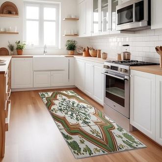 Generic Tapis de Couloir Imprim&eacute; R&eacute;tro Tribal Traditionnel Carrelage G&eacute;om&eacute;trique - 60 x 180 cm Lavable Tapis dentr&eacute;e Int&eacute;rieur pour Couloir Descente de Lit, V