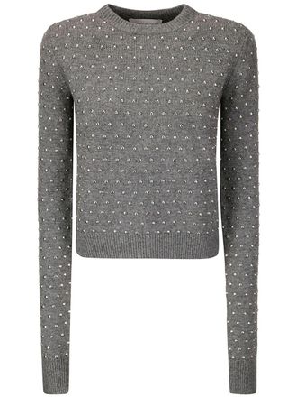 Sportmax pull &agrave; d&eacute;tails de cristaux - Gris