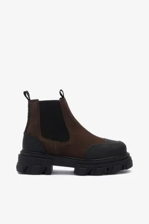 Ganni Niedrige Chelsea-Stiefel mit Stollen in Braun