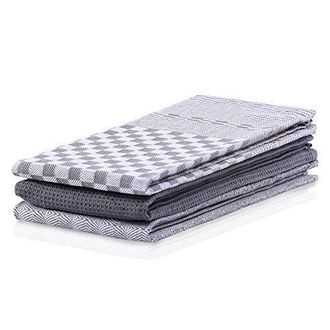 Decoking 3er Set K&uuml;chent&uuml;cher 50x70 cm mit Aufh&auml;nger 100% Baumwolle Grau Grafit Anthrazit hochwertige Geschirrt&uuml;cher Louie
