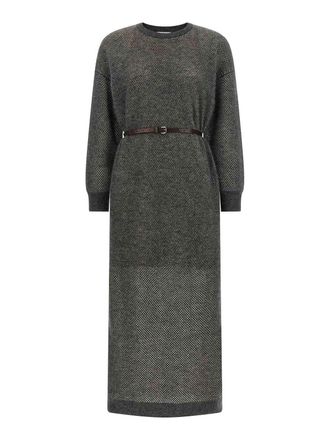 Brunello Cucinelli Knielanges Kleid - Grau