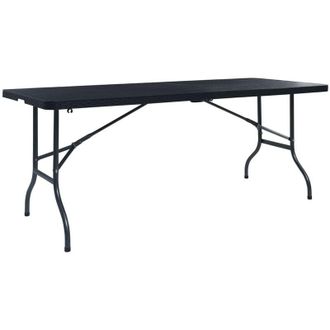 vidaXL Vidaxl - Gartentisch Klappbar Schwarz 180&times;75&times;72 cm hdpe Rattan-Optik