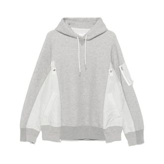 sacai Homme, Sweatshirts et sweats &agrave; capuche, Gris, Taille: XL Sweat &agrave; Capuche Gris Clair avec Poche &agrave; Fermeture &Eacute;clair