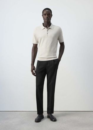 Mango Polo maille fine c&ocirc;tel&eacute;e gris glac&eacute; - Homme - XXL - MANGO MAN
