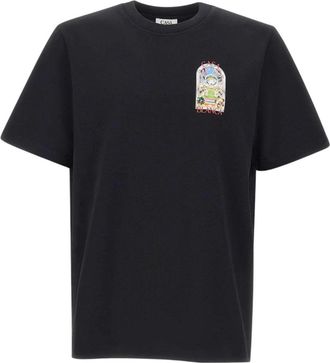Casablanca Homme, Tops, Noir, Taille: M T-shirt &agrave; Manches Courtes et Col Rond avec Imprim&eacute; Graphique