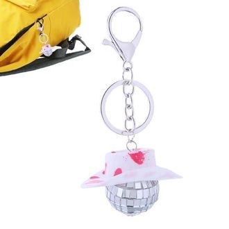 Generic Mini boule disco - Porte-cl&eacute;s - Chapeau de cowboy rose - Mini boule disco - &Agrave; suspendre - R&eacute;utilisable - D&eacute;coration de f&ecirc;te pour femmes, hommes, fille