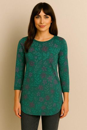 Ragwear 3/4-Arm-Shirt SHIMONA FLOWERS O mit Rundhalsausschnitt, ohne Kragen, in Jersey-Qualit&auml;t, gemustert