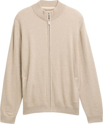 Tom Tailor Herren 1047998 Strickjacke mit Stehkragen, 38774-Beige Offwhite Twotone, XXL