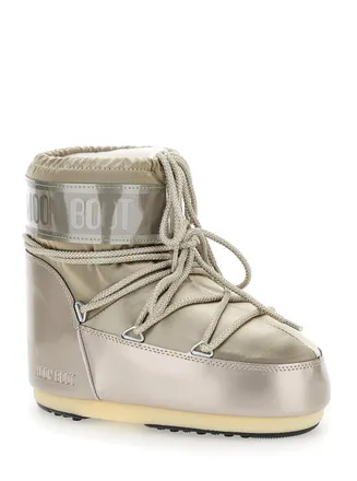 Moon Boot Womens Snow Boots With Bow Metallic