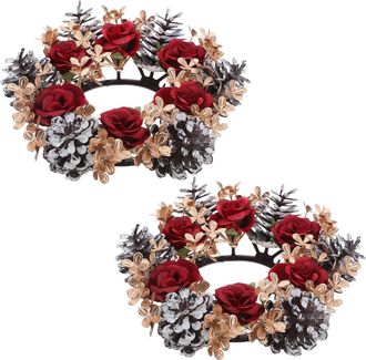 BESPORTBLE 2st&uuml;cke Tischkranz Weihnachten Mit Kerzen Kerzenst&auml;ndergirlande Durchmesser Vielseitiger Kranz F&uuml;r Festliche Kerzendekoration