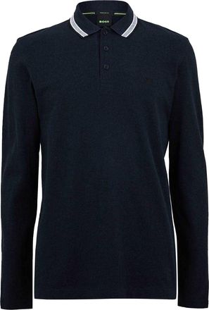 HUGO BOSS Plisy Poloshirt f&uuml;r Herren, Lang&auml;rmlig (Marine)
