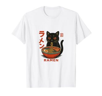 Hello Kitty Ramen Katze Japanische Kunst Illustration Manga Anime Stil T-Shirt