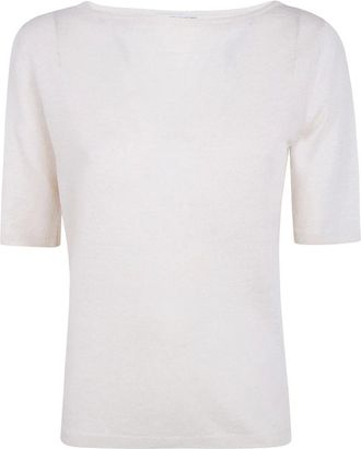 Majestic Filatures Femme, Pulls, Blanc, Taille: 40 FR Pull en lin &agrave; encolure bateau