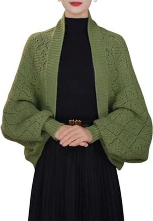Generic Manteau ch&acirc;le Tendance en Tricot ajour&eacute;, Cardigan l&eacute;ger et Ample pour Femme (Green)