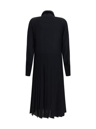Fendi Womens Long Jacquard Silk Dress Black