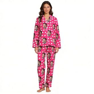 Generic Ensemble de pyjama personnalis&eacute; pour femme avec photo - Impression personnalisable de famille et danimaux domestiques, manches longues en soie de lait