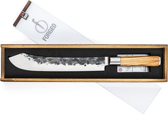 Forged Olive Metzgermesser, 25,5cm, handgefertigt, in Holzkiste