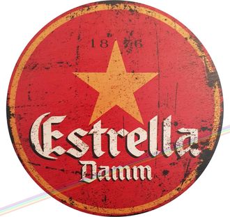 Signs 2 All Kreis Holzschilder - ESTRELLA Mancave Vintage Retro Holz Bar Pub Wandschild Durchmesser 19 cm