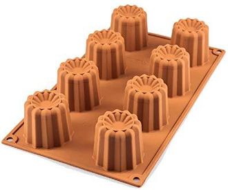Silikomart | SF050 Silikonform für BORDELAIS Monoportionen, antihaftbeschichtet, 9 Hohlräume, 1er Pack Kuchenform, Ø 55 h 50 mm, Made in Italy, Terracotta