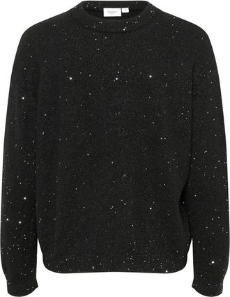 Saint Tropez Schwarzer Glitzer-Strickpullover - - Knitwear - Damen - Schwarzk - 2XL