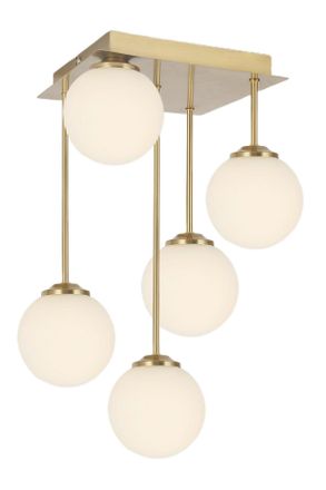 Novel H&auml;ngeleuchte, Wei&szlig;, Gold, Metall, Glas, rund,rund, 25.5x41x25.5 cm, RoHS, CE, Lampen & Leuchten, Innenbeleuchtung, H&auml;ngelampen, Pendelleuchten