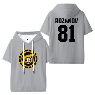 Generic Heated Rivalry Merch Ilya Rozanov T-shirt &agrave; capuche unisexe &agrave; manches courtes T-shirt d&eacute;contract&eacute; Streetwear Tops, gris, 4XL