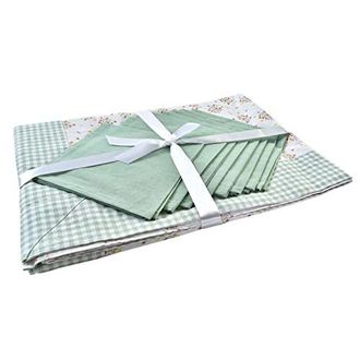 DKD Home Decor Tischset Blumen 150 x 250 x 0,5 cm gr&uuml;n