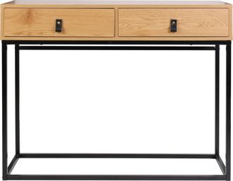 The Home Deco Factory HD6623 Abbott Schreibtisch, Holz und Metall, Konsole, Möbel, für Eingangsbereich, Natur, Schwarz, 100 x 35 x 80,5 cm