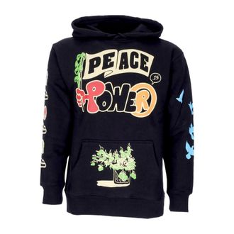 Market Schwarzer Hoodie mit Peace and Power Print - - Sweatshirts & Hoodies - Herren - Schwarzk - XL