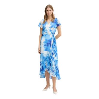 Joseph Ribkoff Chiffon Print Wrap Dress - - Dresses - Damen - Blau - L