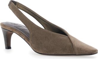 Brunello Cucinelli Calf Leather Slingback Heels - Brown