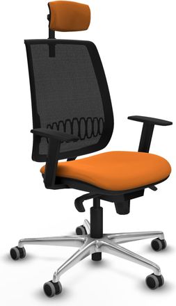 Piqueras y Crespo Alares 1D-Armlehnen, h&ouml;henverstellbare Lendenwirbelst&uuml;tze und h&ouml;henverstellbares Kopfteil, 5 Positionen, Schwarz/Orange