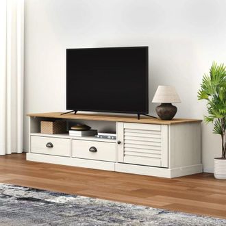 vidaXL Vidaxl - Meuble tv vigo blanc 156x40x40 cm bois massif de pin