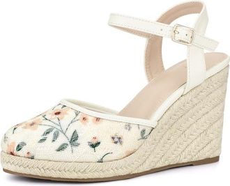 Allegra K Womens Espadrille Platform Wedge Heel Sandals White Green US 9.5/UK 7.5/EU 41