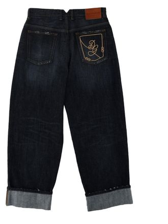 Dolce & Gabbana Embroidered-Logo Denim Jeans - Blue