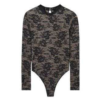 GCDS Spitzenbody mit Logo - - Tops - Damen - Schwarzk - L