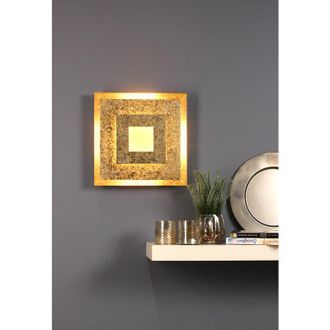 Lutec Dimmbare led Wandleuchte window im Blattgold Design, Quadrat 32cm