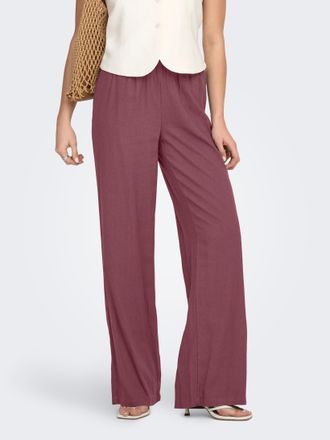 Only Schlupfhose ONLY ONLGOA MW LINEN BL PULL-UP PANT CC PNT, Damen, Gr. XS, L&auml;nge 32, rose braun, Web, Obermaterial: 70% Viskose, 30% Leinen, unifarben, r