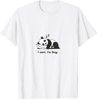 Hello Kitty Panda Humor Design M&uuml;de Schlaf Spruch S&uuml;&szlig; Cartoon Stil T-Shirt