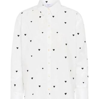 Saint Tropez Wei&szlig;e Herzbluse - - Blouses & Shirts - Damen - Wei&szlig; - XS
