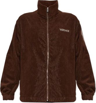 Versace unisex, Sweatshirts et sweats &agrave; capuche, Brun, Taille: XS Cotton-Terry Jacquard Zip SweaT-shirt